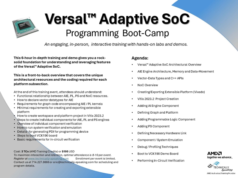 Versal Adaptive SoC Programming Boot-Camp (Orange County, CA)